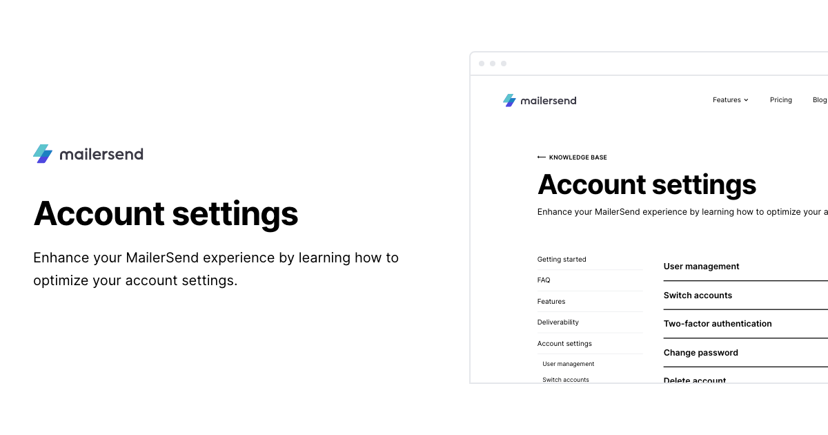 Account Settings - MailerSend