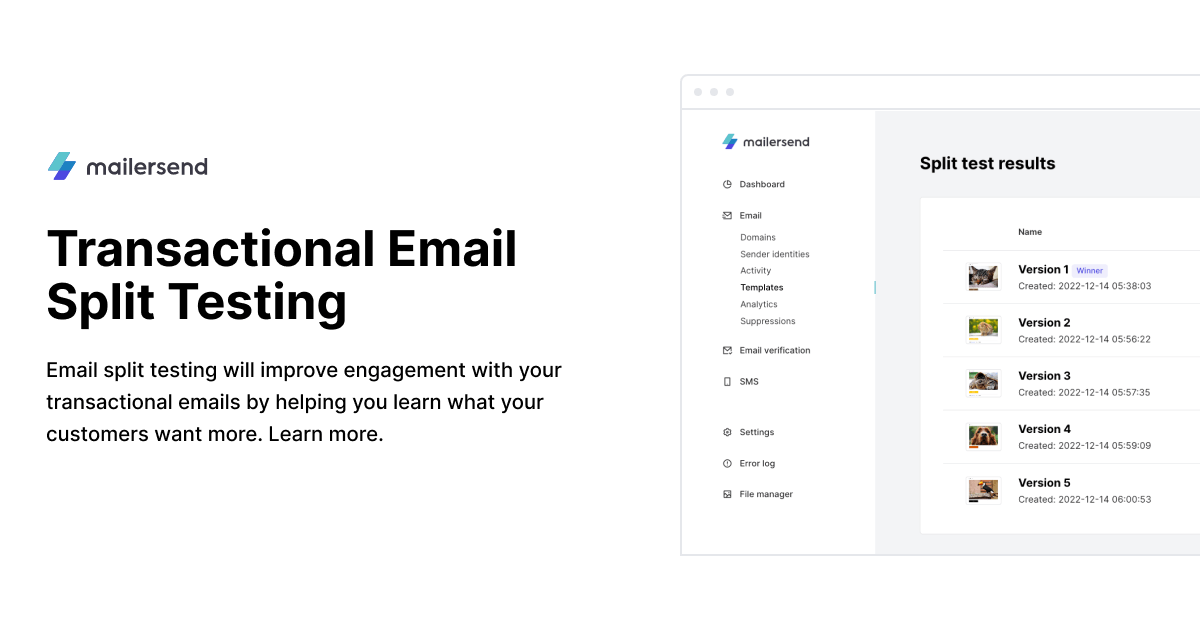 Email Split Testing - MailerSend