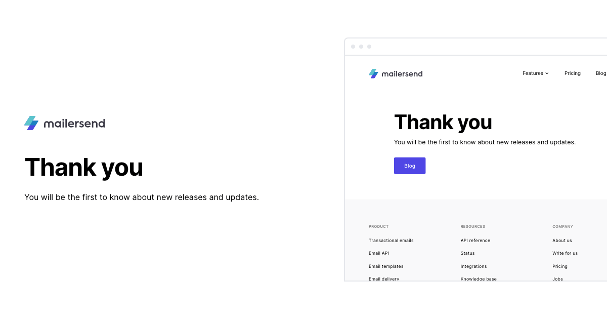 Thank you for Subscribing! - MailerSend